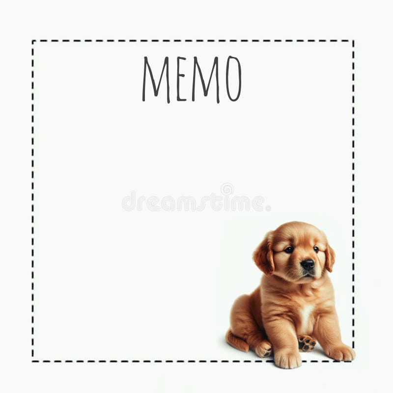 White Sheet of Paper Note, Memo, with Dog in Frame, Blank Note for ...