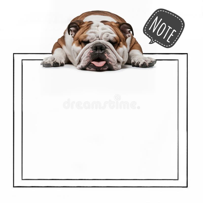 White Sheet of Paper Note, Memo, with Dog in Frame, Blank Note for ...