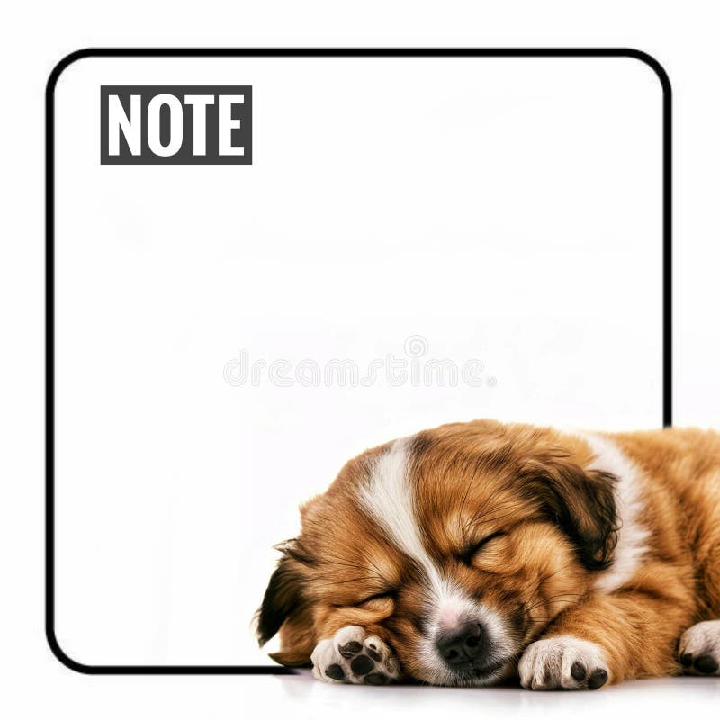 White Sheet of Paper Note, Memo, with Dog in Frame, Blank Note for ...