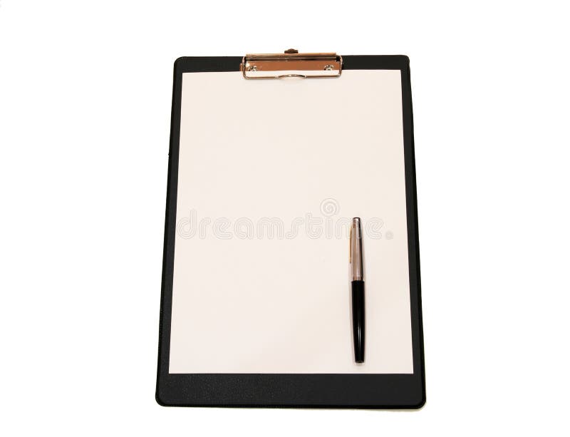 A White Sheet of Paper with a Pen Mounted on a Folder Stock Image ...