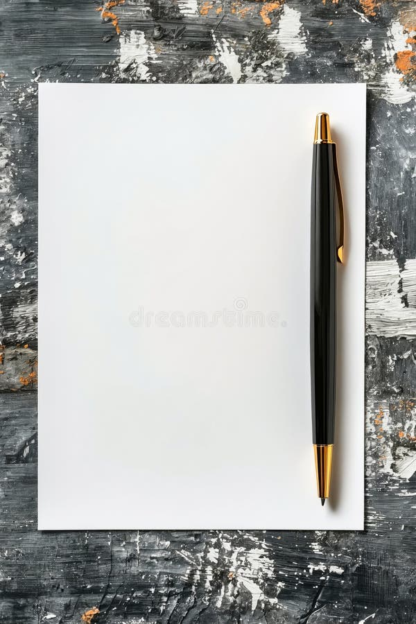 White Sheet of Paper with Pen on Top. Generative AI Stock Photo - Image ...