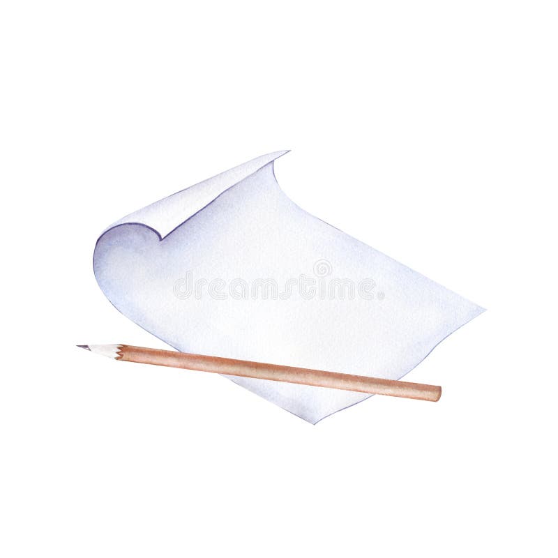 A White Sheet of Paper with a Pencil on it. the Objects are Hand-drawn ...