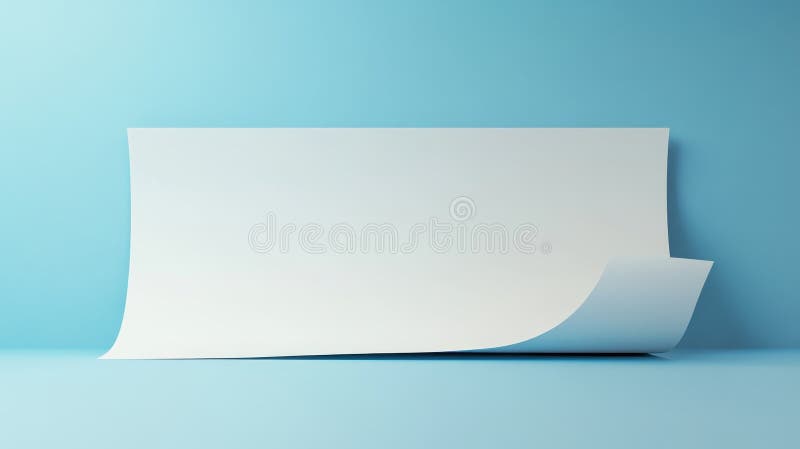 Rolled White Paper with Curl Effect on Blue Background Stock Image ...
