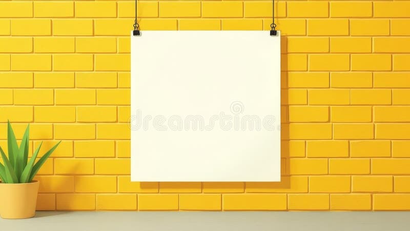 White Sheet for Text on Yellow Brick Background Stock Image - Image of ...