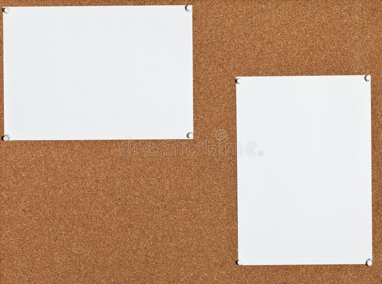 White Sheets of Paper on Cork Board Stock Photo - Image of cork, desk ...