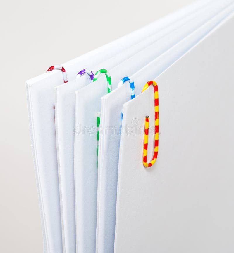 White Sheets of Paper with Paper Clips Stock Image - Image of accessory ...