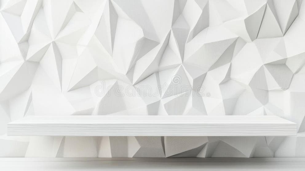 White Shelf Display Against Geometric Backdrop for Minimalist ...