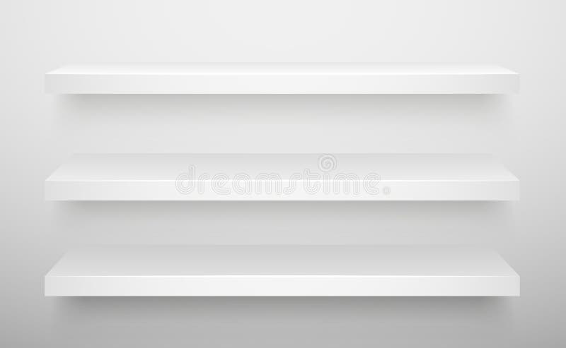 White Shelf Mockup. Empty Shelves Template. Realistic Bookshelf Design ...
