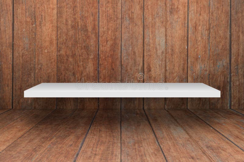 White Shelf on Wooden Interior Texture Background Stock Photo - Image ...