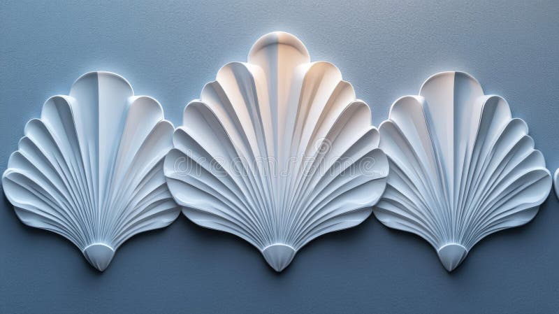 White Shell Design on Blue Background Stock Illustration - Illustration ...