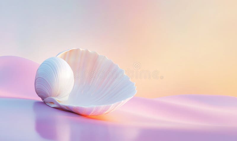 A White Shell is Laying on a Pink Surface Stock Illustration ...