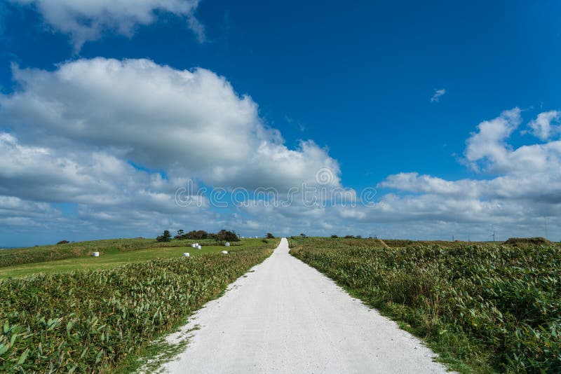White Shell Road in Soya Hills in Hokkaido, Japan Stock Image - Image ...