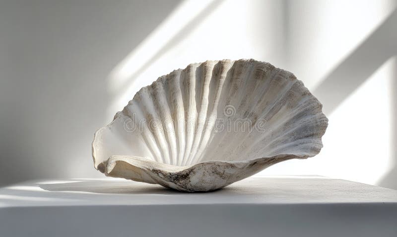 A White Shell is Sitting on a Table Stock Illustration - Illustration ...
