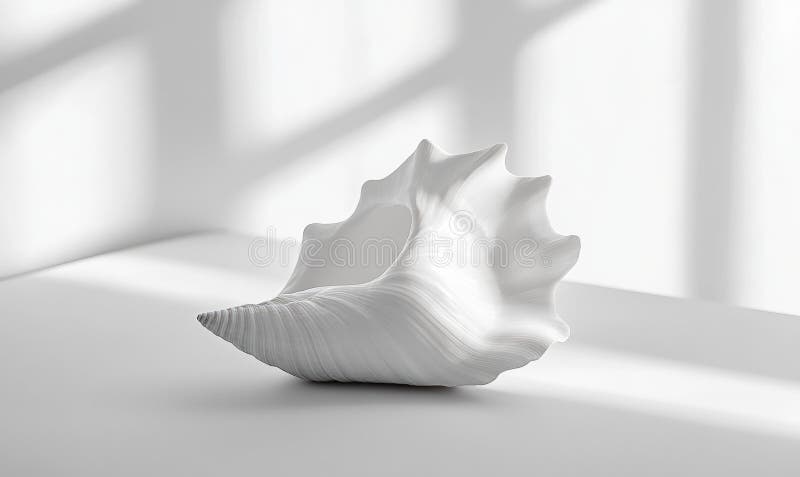 A White Shell is on a Table Stock Illustration - Illustration of ...