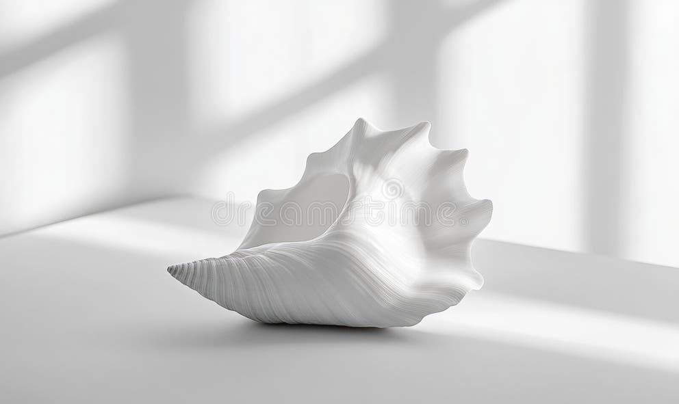 A White Shell is on a Table Stock Illustration - Illustration of ...