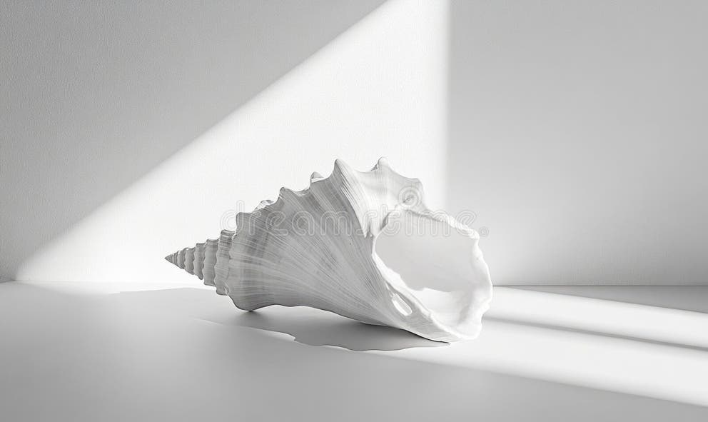 A White Shell is on a Table Stock Photo - Image of closeup, decorative ...