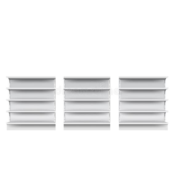 White Shelving Unit Set with Multiple Shelves Mockup Vector Stock ...