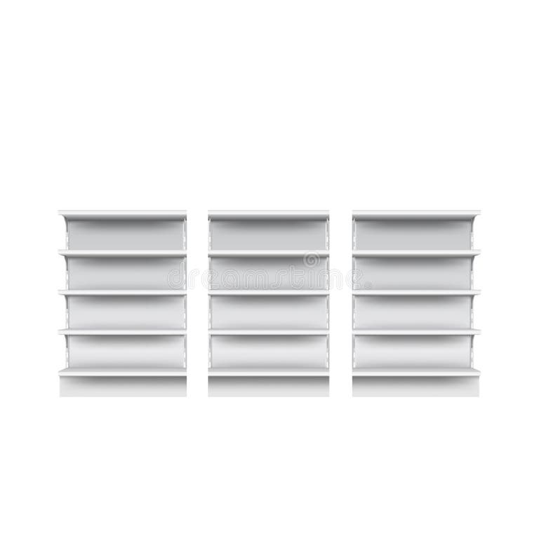 White Shelving Unit Set with Multiple Shelves Mockup Vector Stock ...