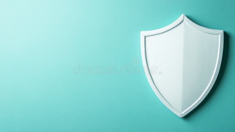 White Shield on a Blue Background, Symbol of Protection and Security in ...