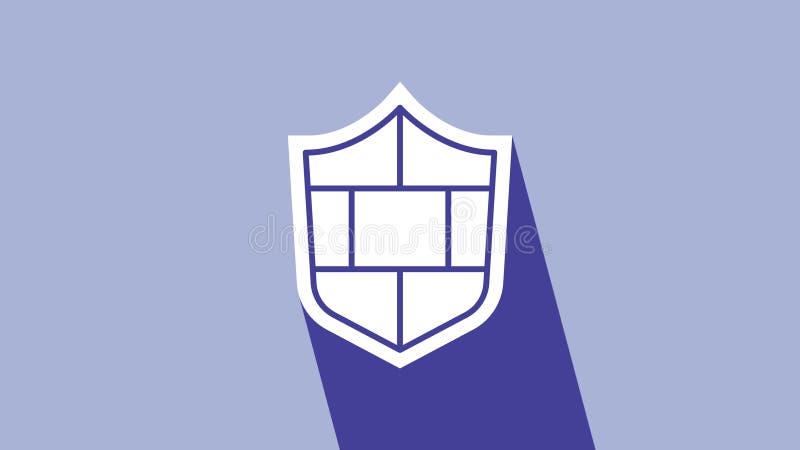 White Shield with Cyber Security Brick Wall Icon Isolated on Purple ...