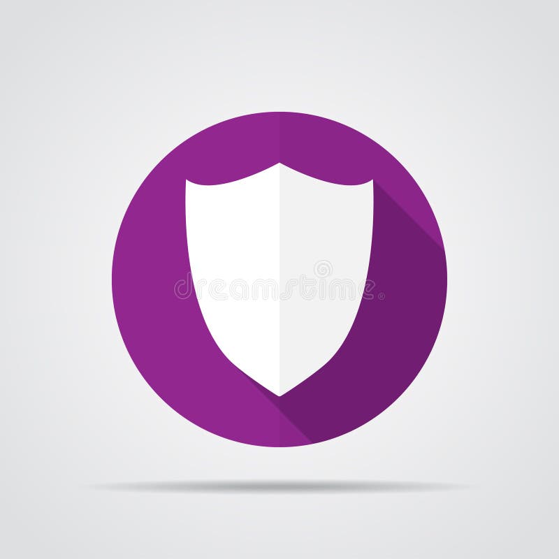White Shield in Flat Design with Long Shadow. Simple Shield Icon on a ...