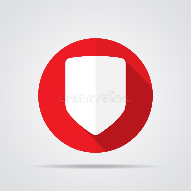 White Shield in Flat Design with Long Shadow. Simple Shield Icon on a ...