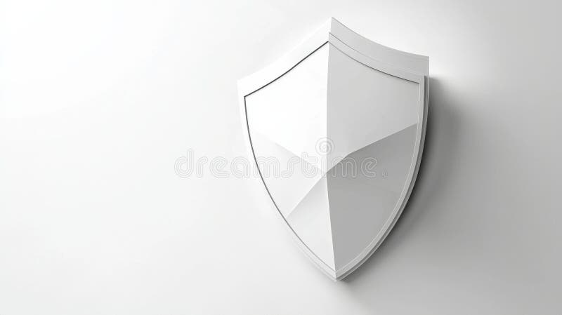 White Shield on a White Wall a 3D Render of Minimalist Security Stock ...