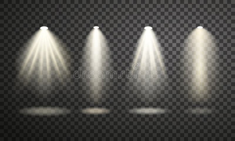 White Shining Spotlights on the Stage. Vector Illustration Isolated on ...