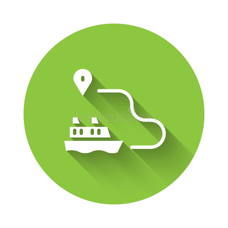 White Ship Line Path of Ship Sea Route with Start Point GPS and Black ...