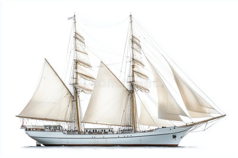 White Ship Sailboat Isolated on White Background Stock Photo - Image of ...