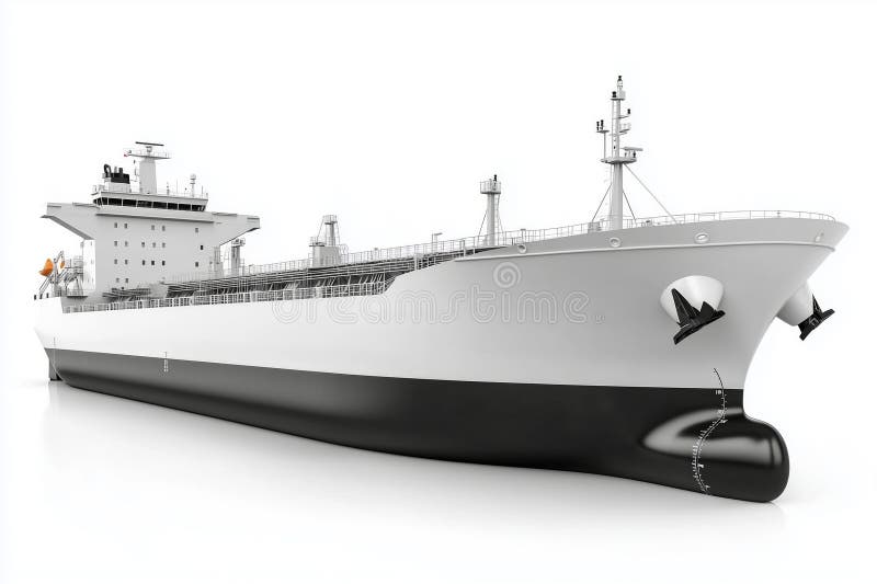 White Ship Tanker Isolated on White Background Stock Image - Image of ...