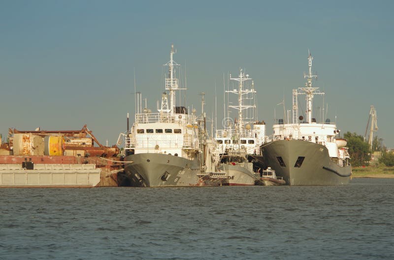 White ships in Astrakhan. editorial stock photo. Image of harbor ...