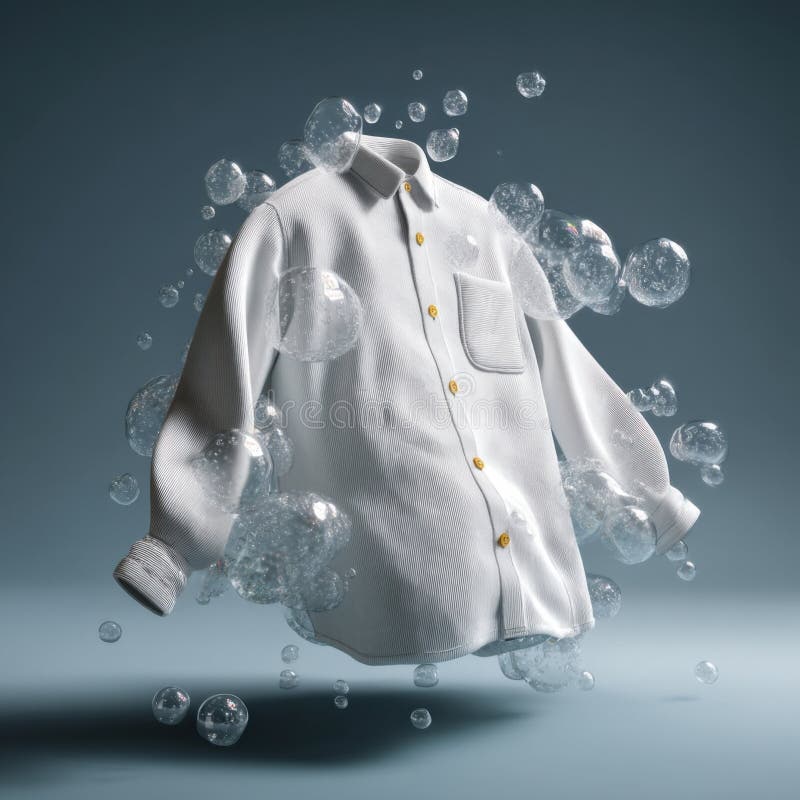 White Shirt Floating Amidst Bubbles in a Creative Arrangement with Soft ...