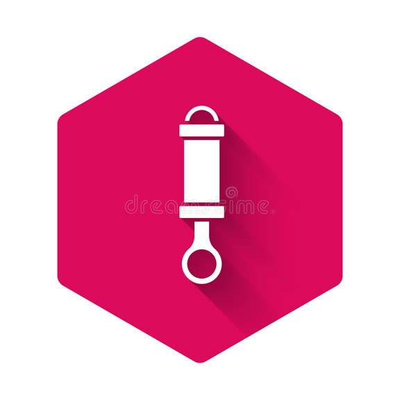 White Shock Absorber Icon Isolated with Long Shadow. Pink Hexagon ...