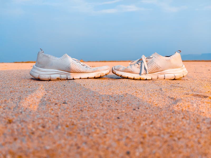 A White Shoes in Sand Desert Land Stock Photo - Image of desert, asia ...