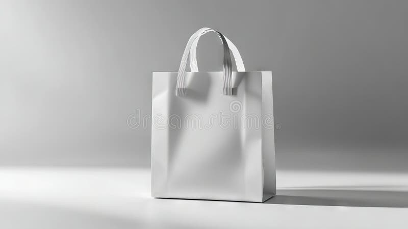 A White Shopping Bag Sitting on Top of a Table Stock Illustration ...
