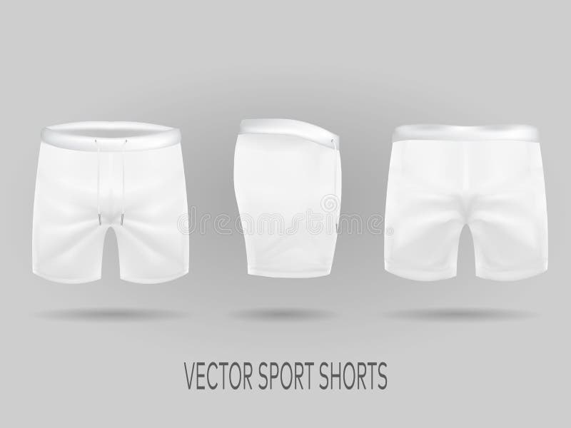 White Shorts with Ffront, Back, and Side Views. Mock Up Stock Vector ...