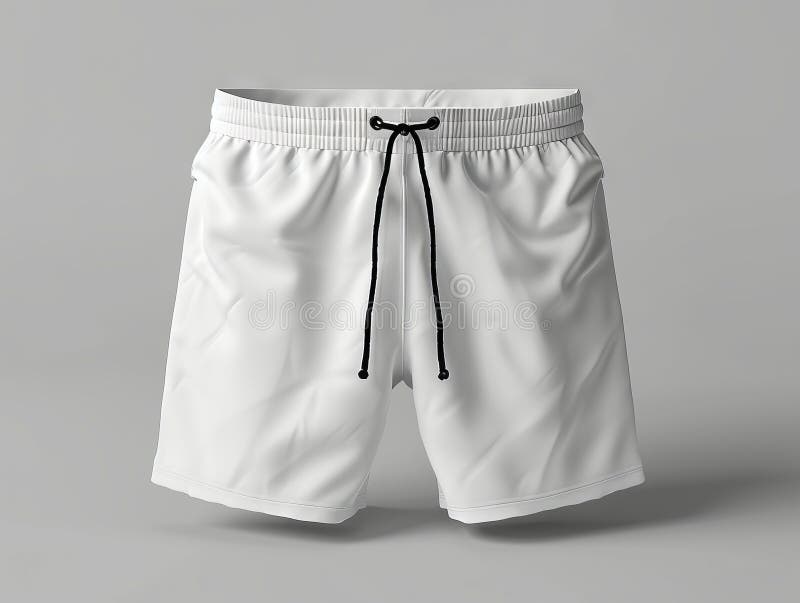 White Shorts Mockup with Black Drawstrings Stock Photo - Image of ...
