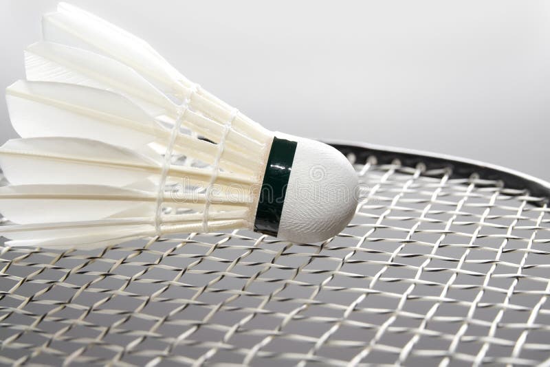 White Shuttlecock on the Racket Stock Photo - Image of horizontal ...