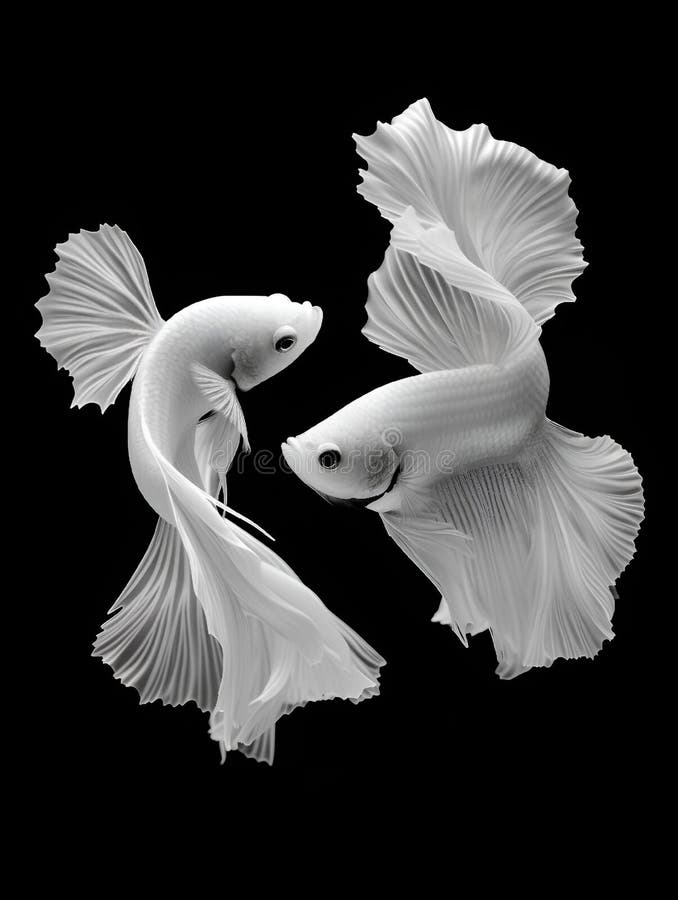 White Siamese Fighting Fish on a Dark Backdrop, AI-generated. Stock ...