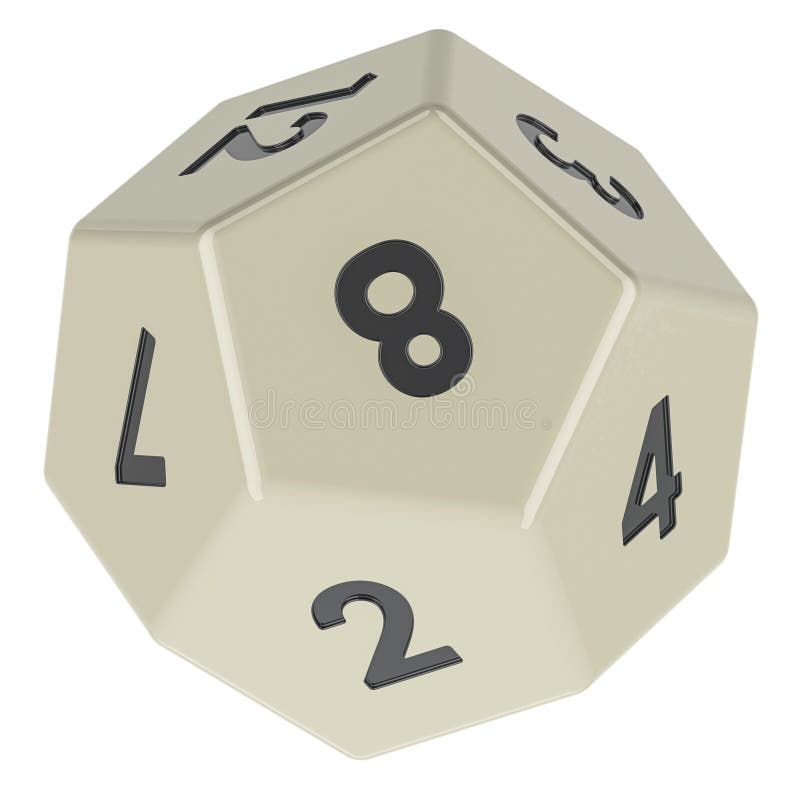 White 12 Sided Die, Dodecahedron Dice, 3D Rendering Stock Illustration ...