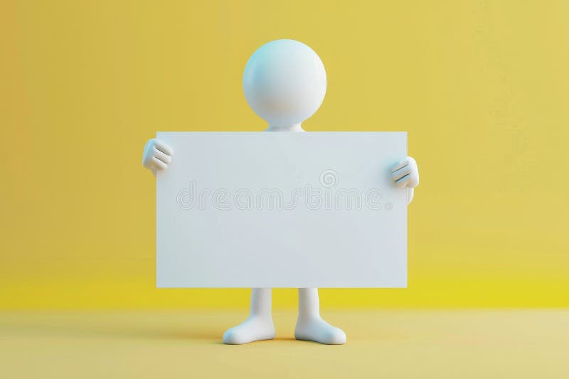 A White Sign is Held by a 3D Figure with Generative AI Stock ...