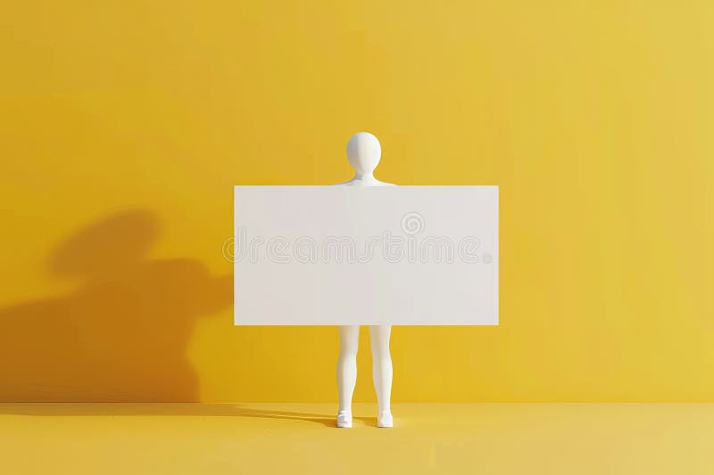 A White Sign is Held by a 3D Figure with Generative AI Stock ...