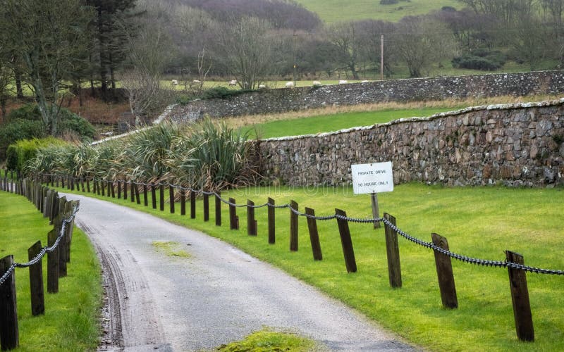 White Sign Indicating that the Road is a Private Road To a House Stock ...