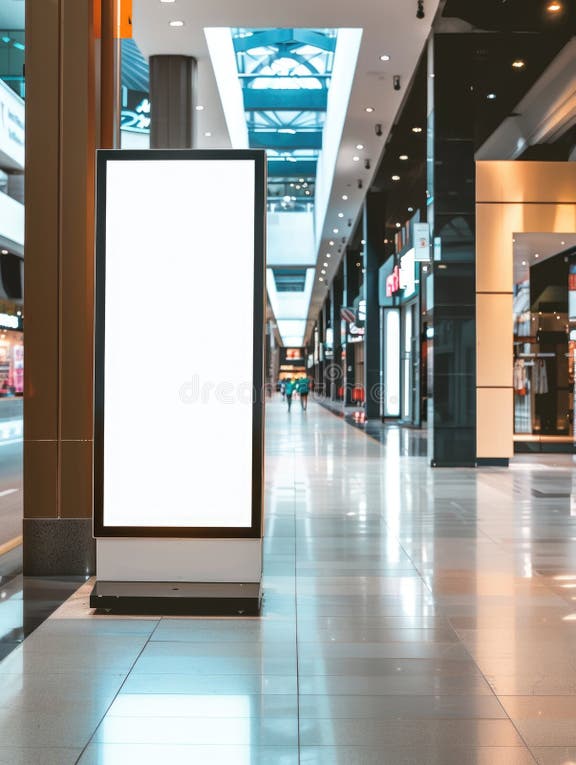 White Sign is in a Mall with a Lot of Light Stock Image - Image of ...