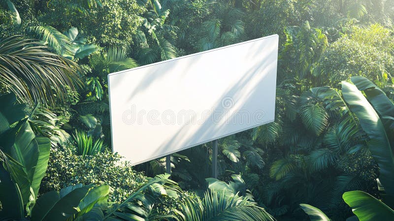 A White Sign is in the Middle of a Jungle Stock Illustration ...