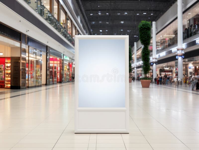 A White Sign is Standing in a Mall Stock Photo - Image of signage ...