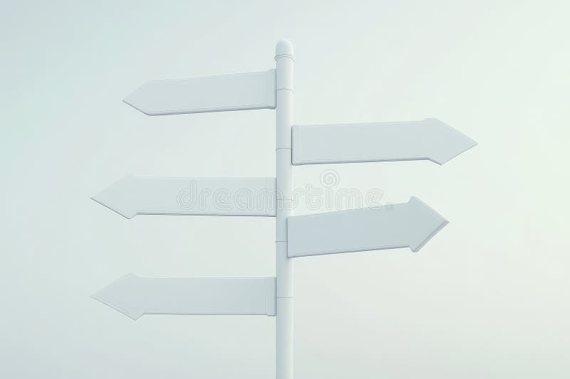 A White Sign with Three Arrows Pointing in Different Directions Stock ...