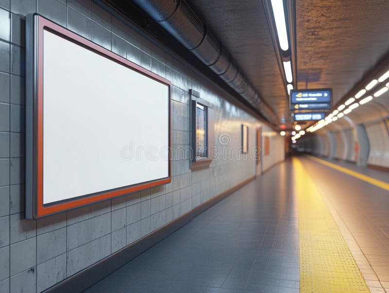 A White Sign is on a Wall in a Subway Station Stock Image - Image of ...