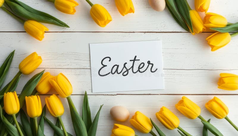 White Sign with the Word Easter Written on it Stock Image - Image of ...